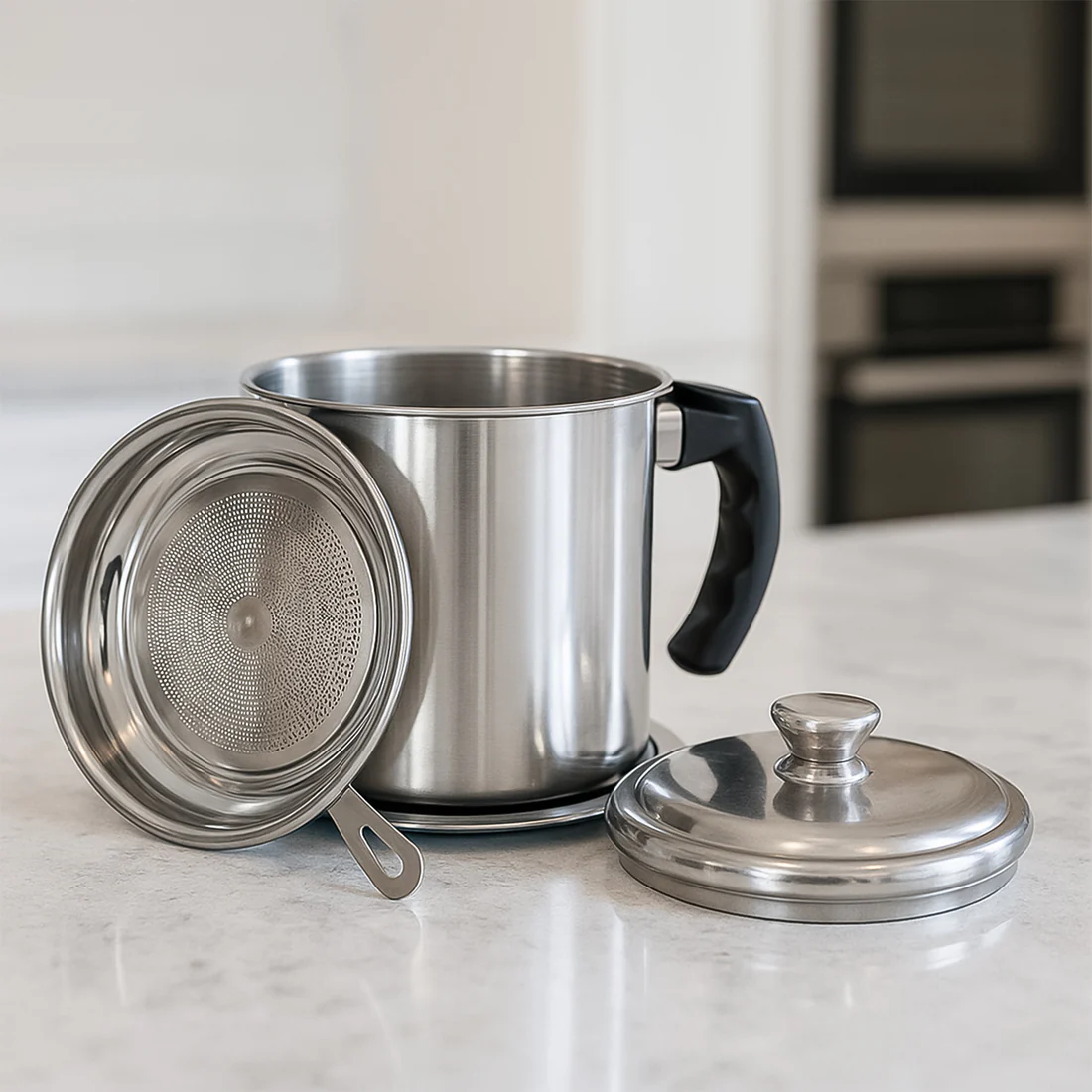 Stainless Steel Oil Filter Pot (1.3 Ltr) – Keep Shopping New