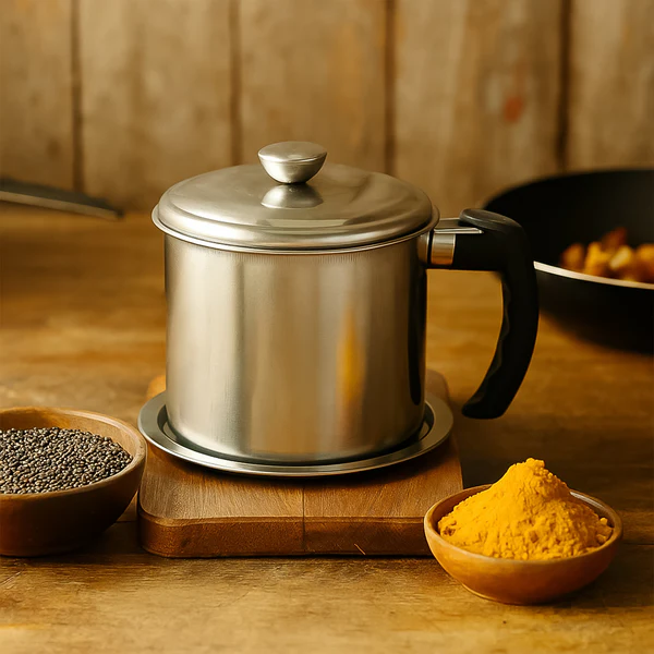 Stainless Steel Oil Filter Pot (1.3 Ltr) – Keep Shopping New